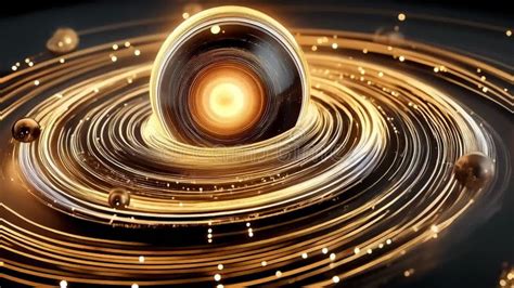 Golden Orbital Rings In Motion Stock Video Video Of Light Dark 376348779