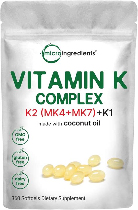 Micro Ingredients Super Vitamin K Complex K2 Mk7 Mk4 And K1 360