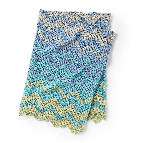 Free Easy Caron Fading Colors Zig Zag Afghan Crochet Pattern