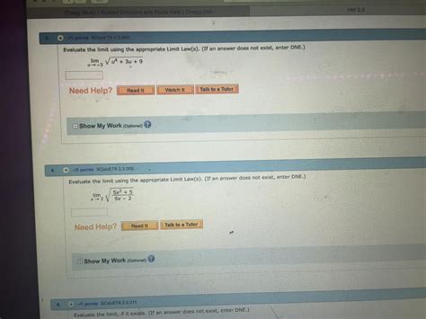 Solved Evaluate The Limit Using The Appropriate Limit Chegg Com