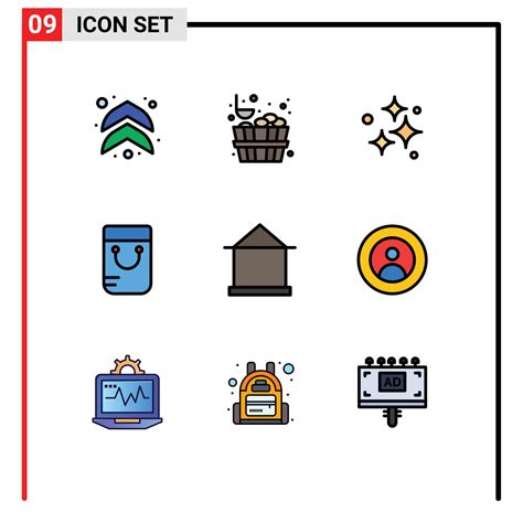 Set Of 9 Modern Ui Icons Symbols Signs For Hut Home Neat Building Handbag Editable Vector Design