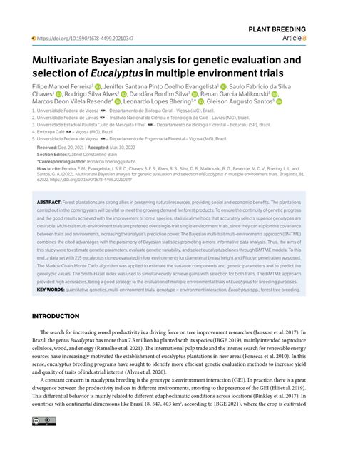 Pdf Multivariate Bayesian Analysis For Genetic Evaluation And