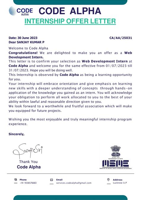 Sanjay Kumar P On Linkedin Opportunity Thankyou Internship