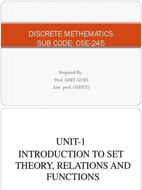 Unit 1 Cse 245 Pdf Set Mathematics Discrete Mathematics