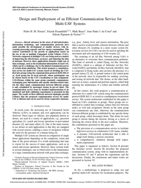 Design And Deployment Of An Efficient Communication Service For Multi Uav Systems Pdf