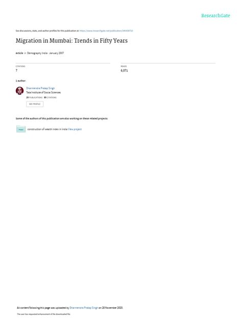 Migration In Mumbai Trends In Fifty Years Demography India January