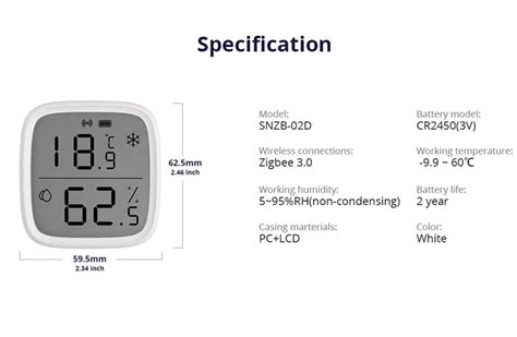 SONOFF SNZB 02D Zigbee LCD Smart Temperature Humidity Sensor Opencircuit