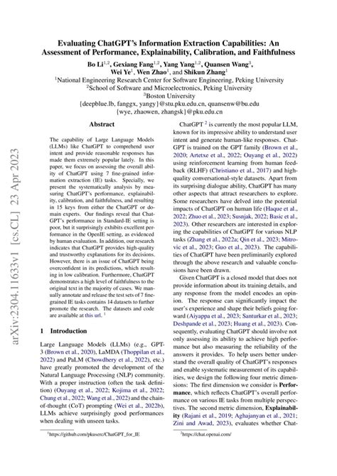 Evaluating Chatgpts Information Extraction Capabilities An Assessment Of Performance