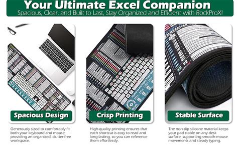 excel cheat sheet alfombrilla de mouse grande extendida de excel
