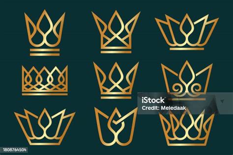 선형 크라운 로고 디자인 벡터의 집합입니다 창조적 인 로얄 킹 퀸 심볼입니다 고급 호텔에 대한 스톡 벡터 아트 및 기타 이미지 고급 호텔 공주 국왕 Istock