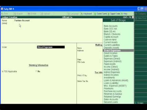 Tally.ERP 9 ( 4 Part ) - Ledger Accounts Creation - YouTube
