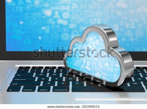 Laptop Cloud Computing Symbol On Keyboard Stock Illustration 321498155