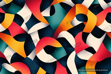 Ai创作图抽象 多彩 图案 设计 艺术 视 创意 重叠 形状 渐变 曲线 几何 现代 时尚 昵图网