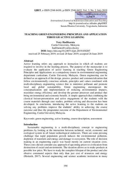 Pdf Application Of Active Teaching Learning Methodologies Experience In The Engineering Area
