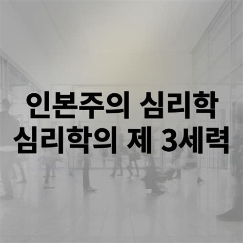 인본주의 심리학 심리학의 제 3세력