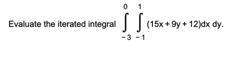 Solved Evaluate The Iterated Integral Chegg Com