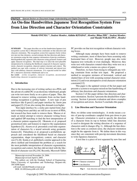 Pdf An On Line Handwritten Japanese Text Recognition System Free From Line Direction And