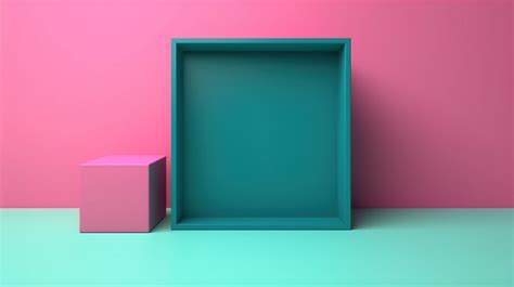 파란색 녹색 추상 배경 빈 분홍색 사각형 및 큐브를 사용하여 최소한의 3d 렌더링 배경 Png  무료 다운로드 Pikbest
