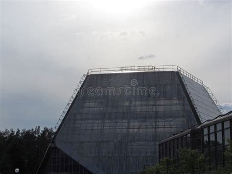 Modern Or Contemporary Architectural Structure With An Angular Glass Roof Possibly Used For