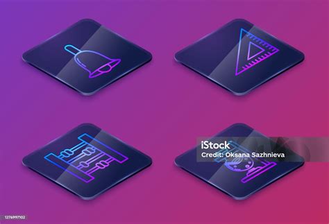 등분성 라인 링링 벨 아바쿠스 삼각형 통치자 및 유리 테스트 튜브 플라스크를 불에 설정합니다 파란색 정사각형 버튼 벡터 0명에 대한 스톡 벡터 아트 및 기타 이미지 Istock