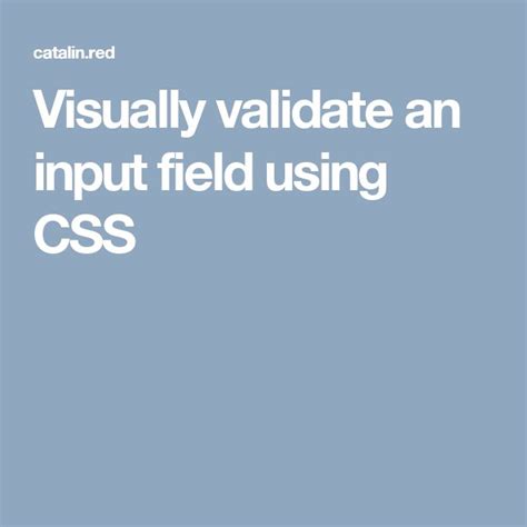 Visually Validate Input Field With Css