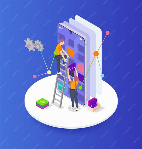 Premium Vector Colored Programming Coding Development Isometric With