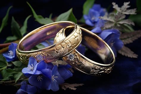 Premium Ai Image Floral Wedding Rings Generative Ai