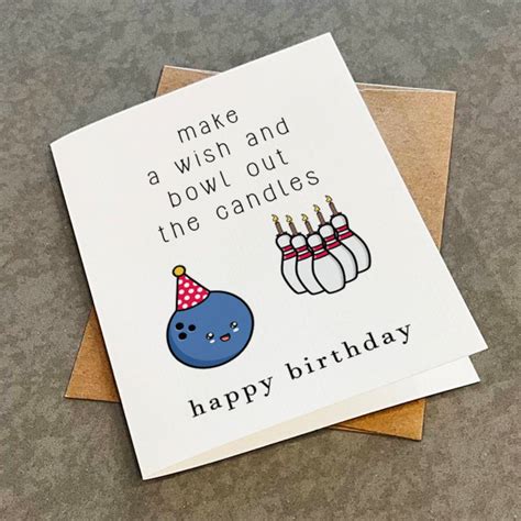 Funny Bowling Birthday Card Bowler T For Son Dad Etsy