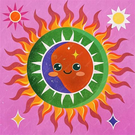 A Sun With A Face And The Sun On It Premium Ai Generated Image