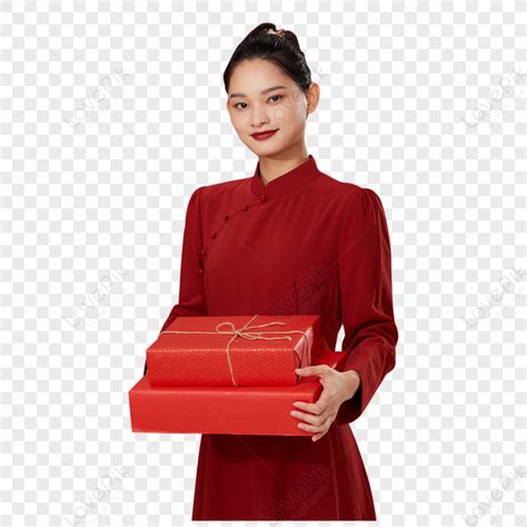 선물 상자를 들고 레트로 여성 그림 Png 일러스트 무료 다운로드 Lovepik