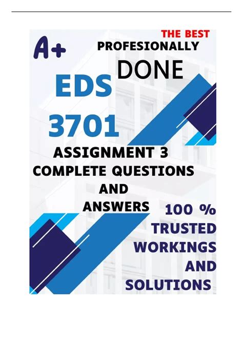 Eds3701 Assignment 3 100 Complete Answers 2025 815480 Due 31