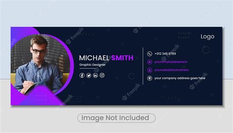 이메일 서명 템플릿 또는 개인 소셜 미디어 또는 페이스북 커버 페이지 프리미엄 벡터