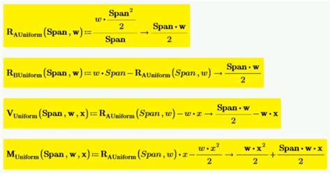 Functions For Deriving Maximum Beam Moment Mathcad