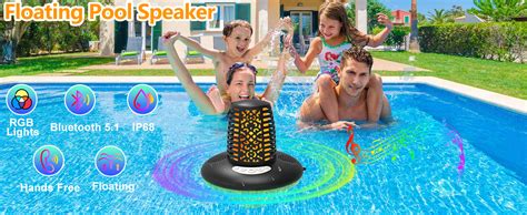 Amazon.com: KingSom Bluetooth Pool Speaker with LED Flame Light and RGB Lights, Floating Hot Tub ...