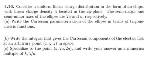 Solved Consider A Uniform Linear Charge Distribution Chegg