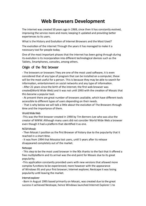 Web Browsers Development What Is The History And Evolution Of