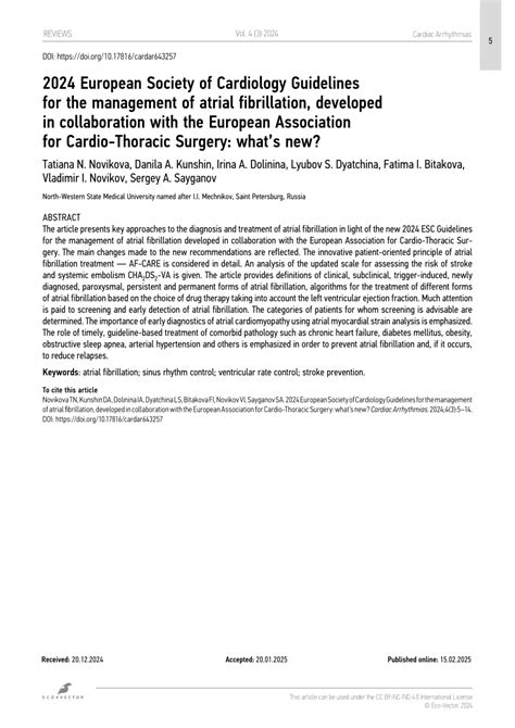 Pdf 2024 Esc Guidelines For The Management Of Atrial Fibrillation Developed In Collaboration