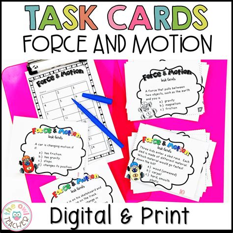 Force And Motion Task Cards The Owl Teacher