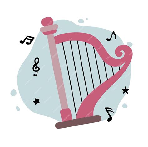 Premium Vector Harp And Music Notes