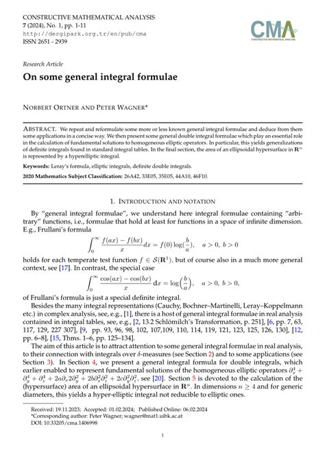 Pdf On Some General Integral Formulae