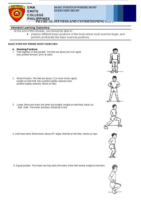 Basic Position Where Most Exercise Begin Physical Fitness And