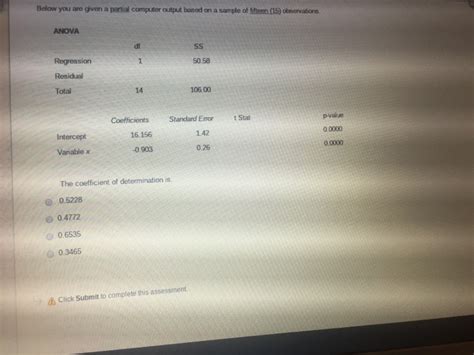 Solved Below You Are Given A Partial Computer Output Based Chegg