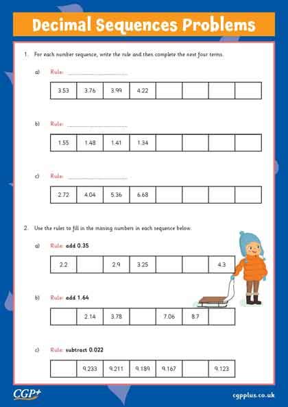 Decimal Sequence Problems Stretch Year 5 Cgp Plus