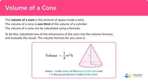 Volume Of A Cone Math Steps Examples And Questions