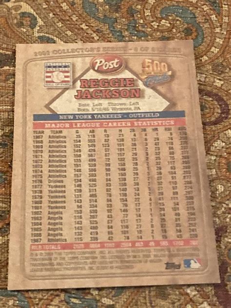 2001 Topps Post Cereal 500 Home Run Club 8 Reggie Jackson Ebay