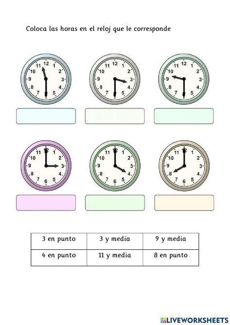 Reloj Analógico Exercise For Primaria Live Worksheets