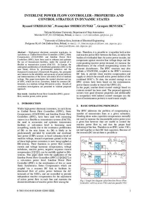 pdf interline power flow controller properties and control strategy
