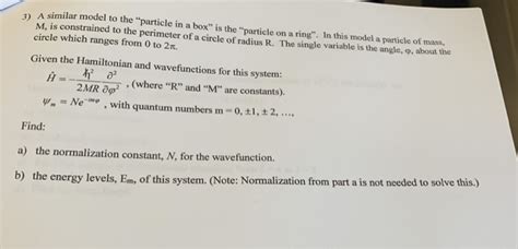 Solved A Similar Model To The Particle In A Box Is The Chegg