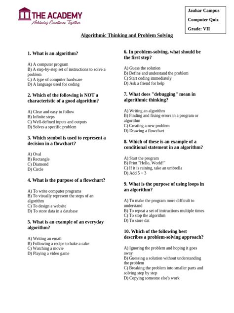 Algorithmic Thinking Quiz 7 Pdf Algorithms Computer Program