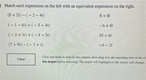 Solved Match Each Expression On The Left With An Equivalent Chegg Com